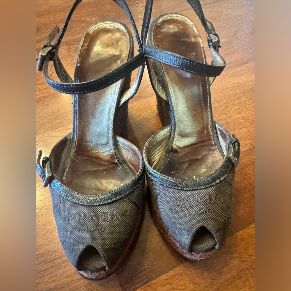 Prada 4 Inches Espadrille Wedge - Gem